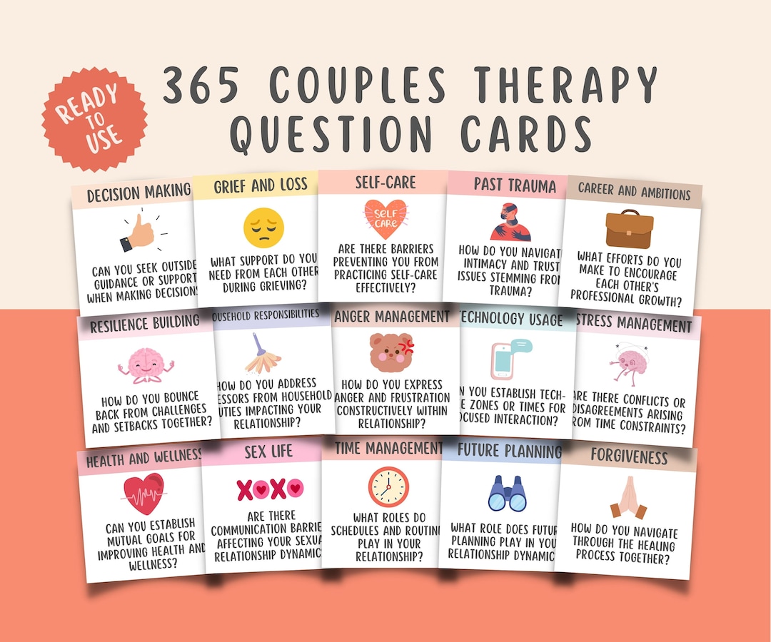 365 Couples Therapy Question Cards, Couples Conversation Starter Cards ...