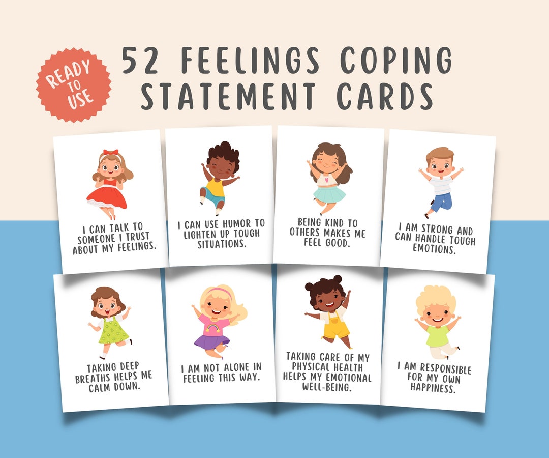 52 Feelings Coping Statement Cards for Kids Teens Grounding Calming ...