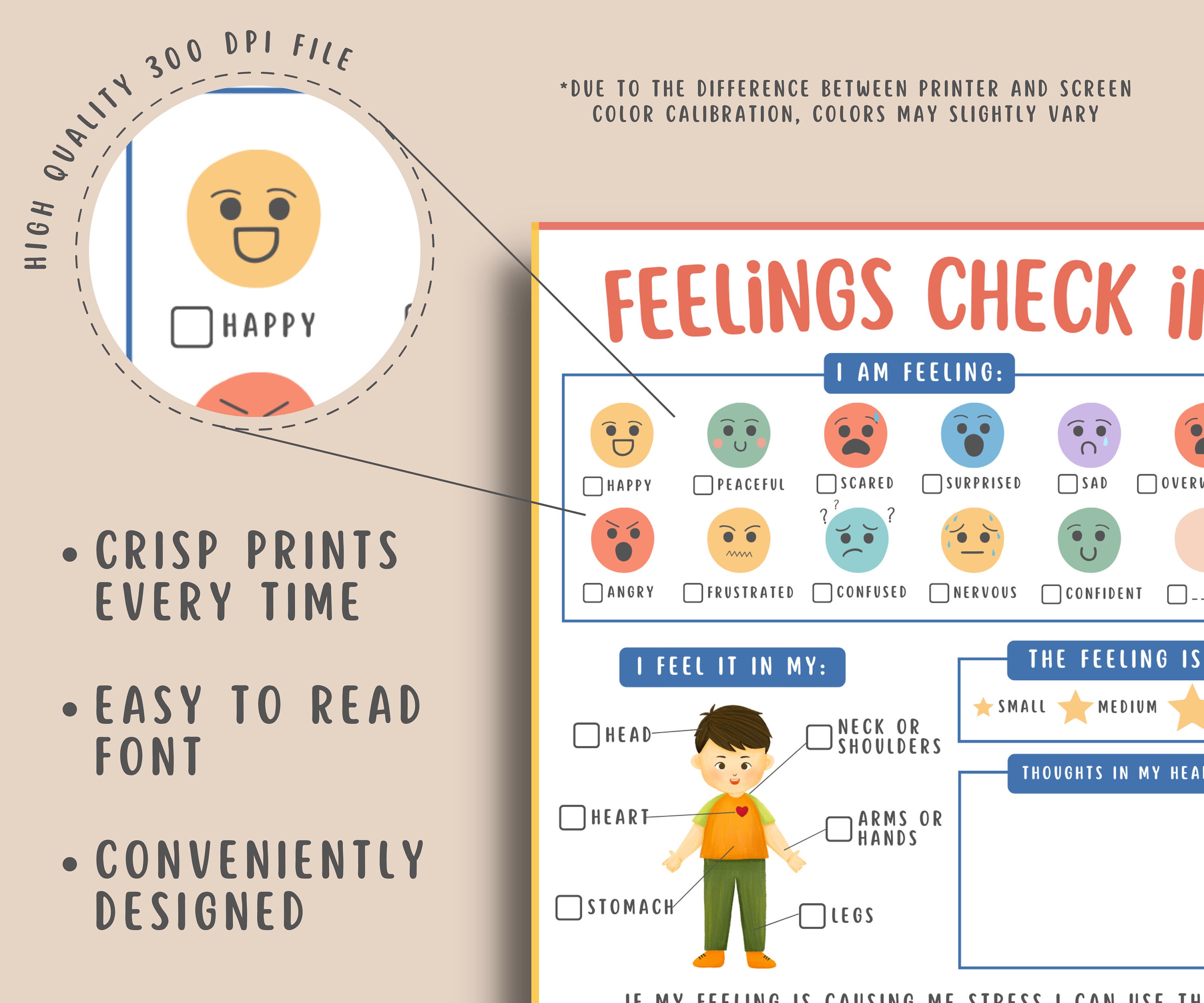 Feelings Check-in Worksheet Emotions Identification via - Etsy Australia