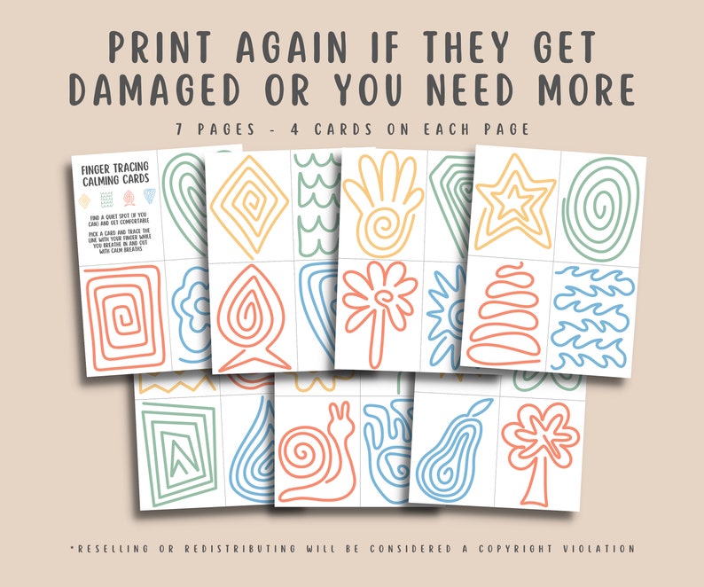 27 Finger Tracing Breathing Cards for Kids Teens Calm Down - Etsy