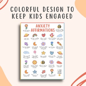25 Anxiety Affirmations for Kids Teens, Stress Coping Print, Mental ...