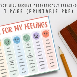 Words for My Feelings Poster Handout, Emotion Chart Kids Teens, Calming ...
