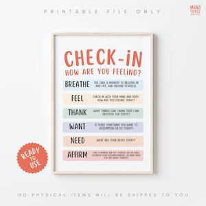 Feelings Check in Poster, Check in Therapy Office Decor, Therapist ...