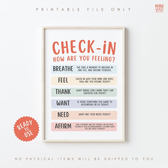 Feelings Check in Poster Check in Therapy Office Decor - Etsy