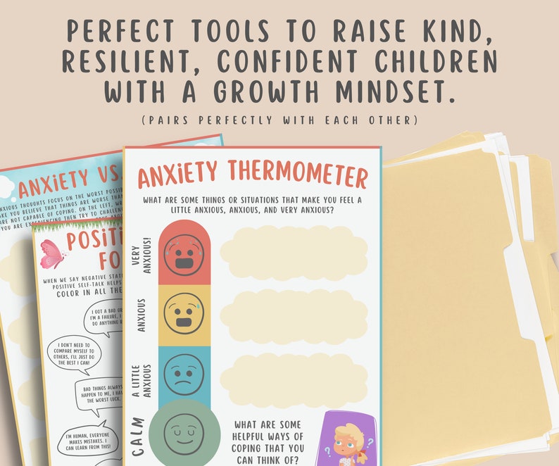 Anxiety Thermometer Worksheet for Kids and Teens, Help Children With ...