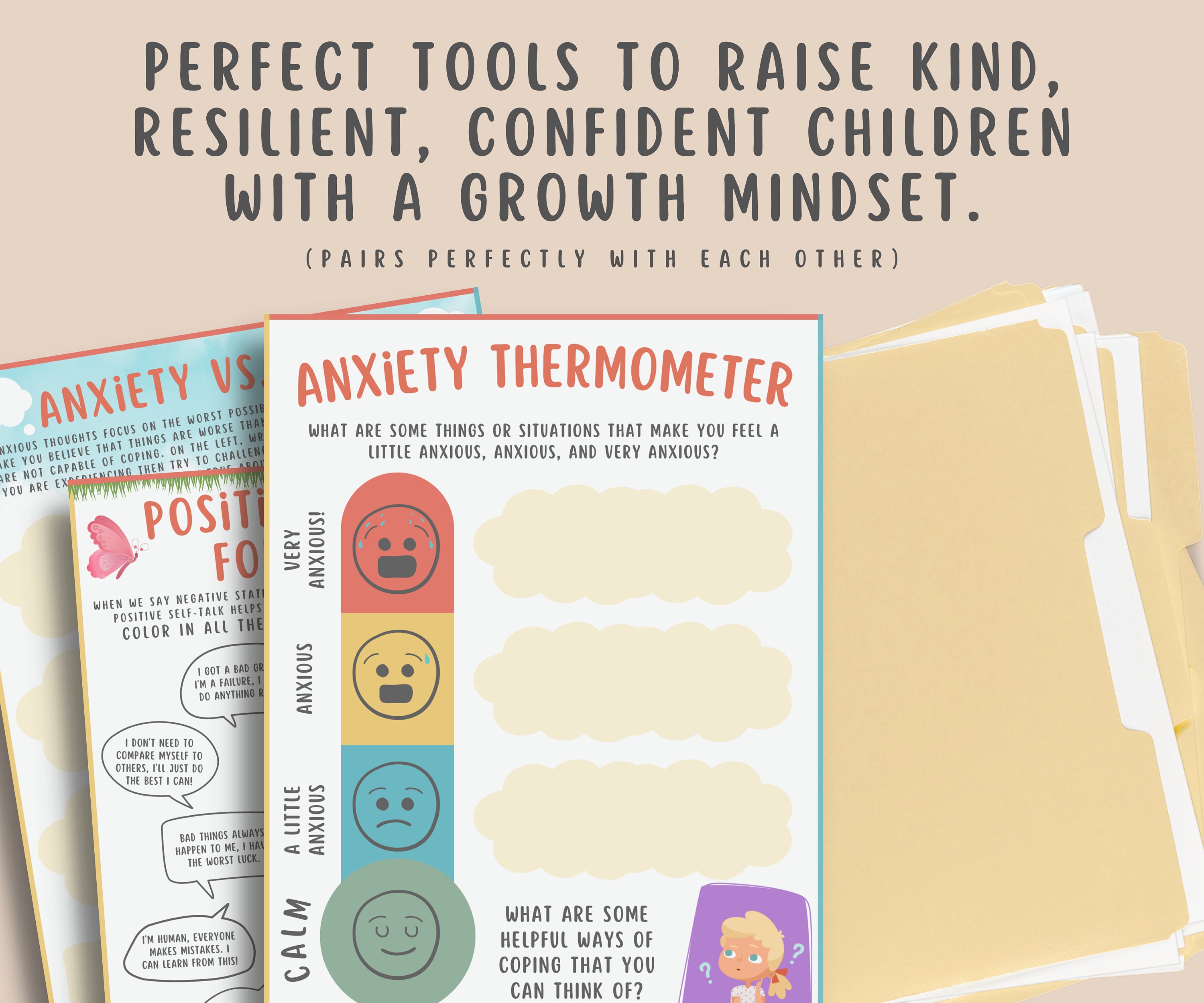 Anxiety Thermometer Worksheet for Kids and Teens, Help Children With ...