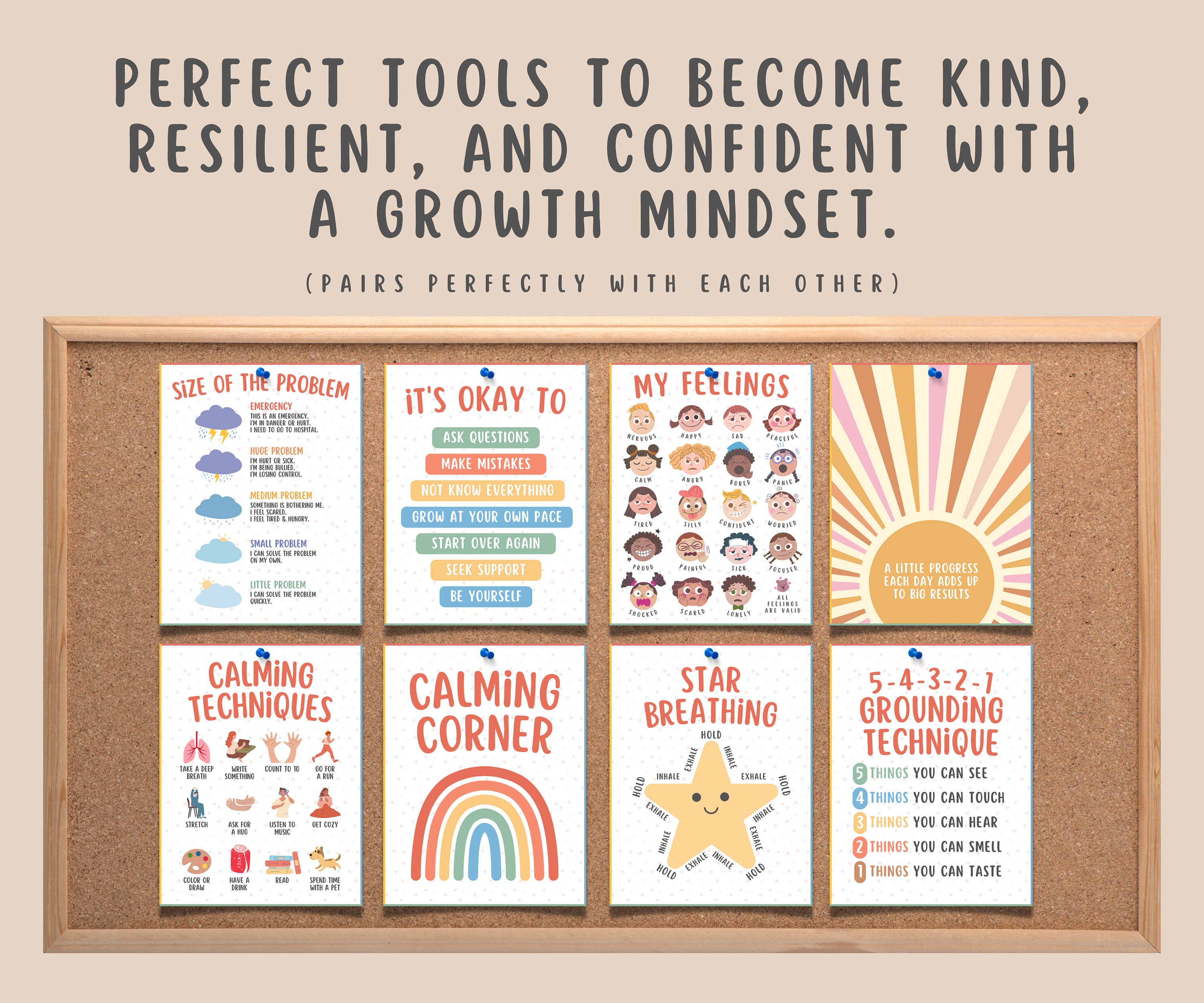 8 Calming Corner Posters for Kids Teens Calm Down Techniques - Etsy ...