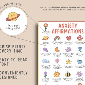 25 Anxiety Affirmations for Kids Teens, Stress Coping Print, Mental ...