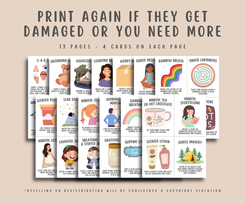 52 Grounding Techniques Flashcards Coping Strategies Children Self ...