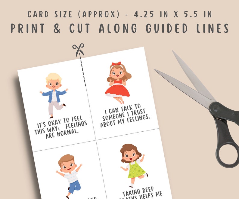 52 Feelings Coping Statement Cards for Kids Teens Grounding Calming ...