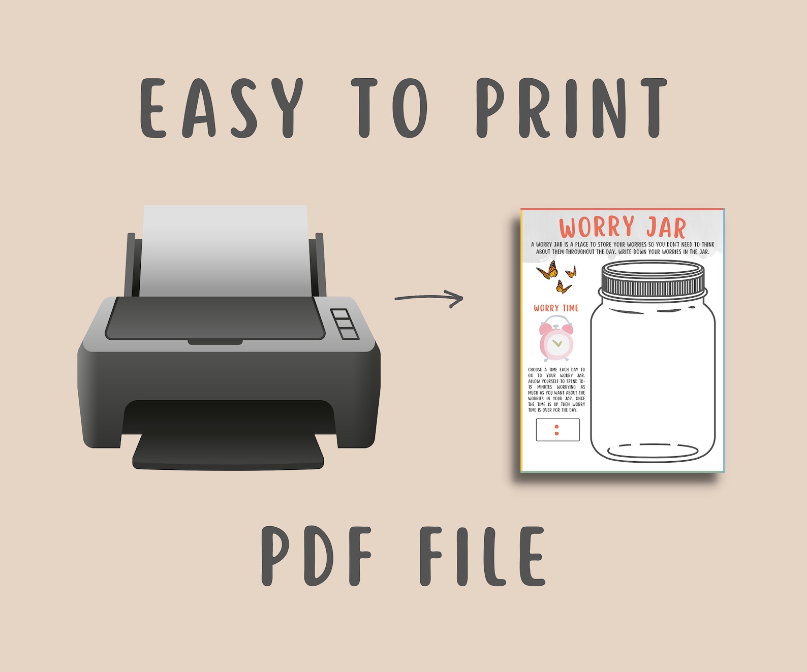 Worry Jar Worksheet for Kids Children Therapy Counseling Treatment for ...