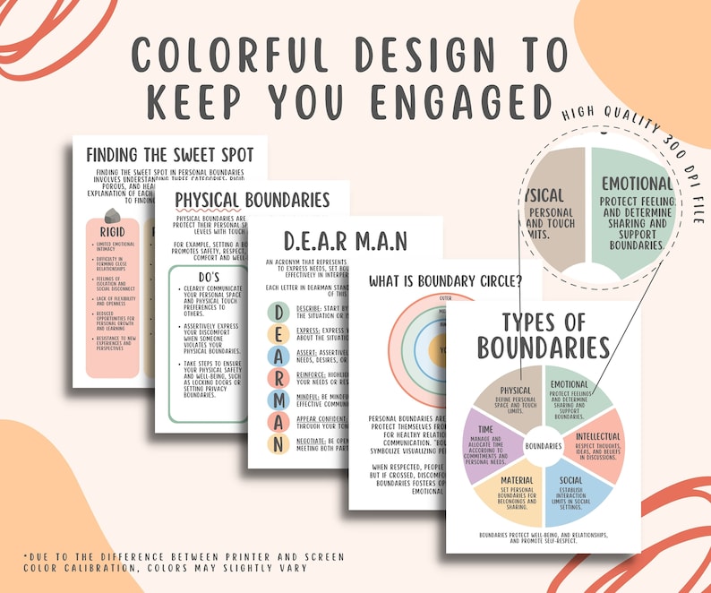 32 Personal Boundaries Worksheets, DBT Therapy Workbook, Healthy ...
