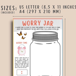 Worry Jar Worksheet for Kids Children - Therapy Counseling Treatment ...