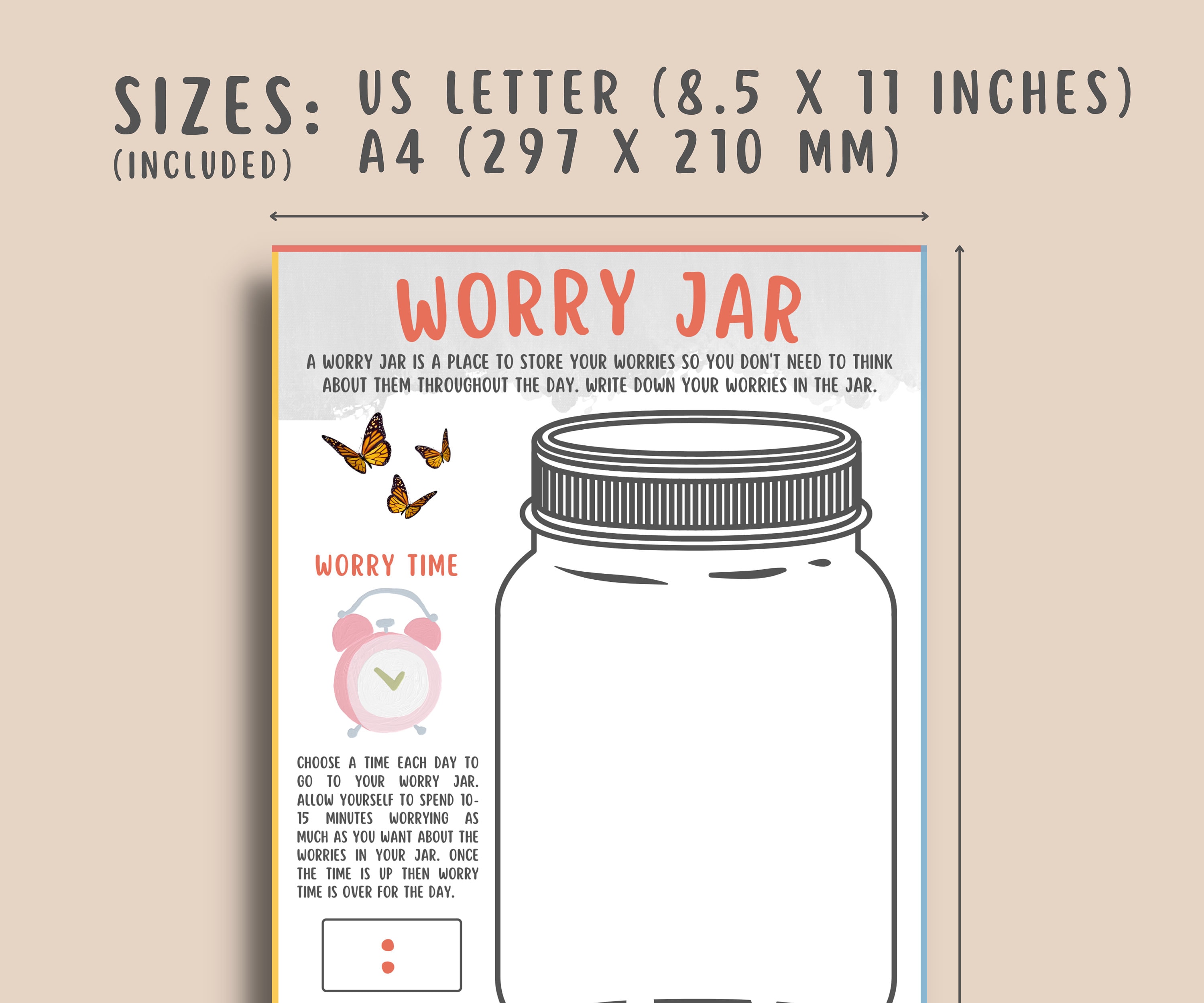 Worry Jar Worksheet for Kids Children Therapy Counseling Treatment for ...