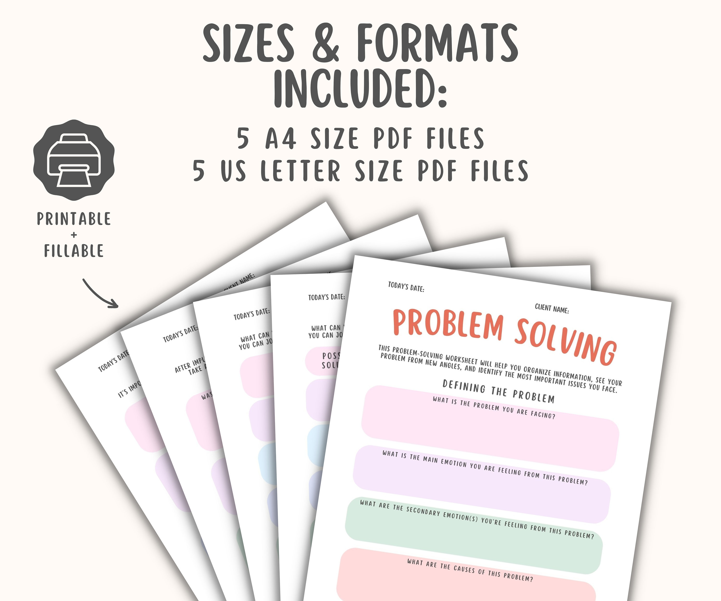 Problem Solving Worksheet, SFBT Worksheets, Solution Focused Brief ...