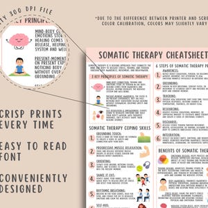 Somatic Therapy Cheatsheet, Coping Skills, Nervous System Regulation Emotional Regulation ...