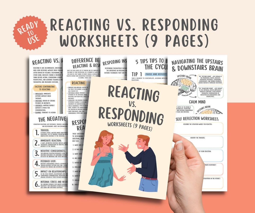 Reacting Vs Responding Couples Therapy Worksheets Communication Styles ...