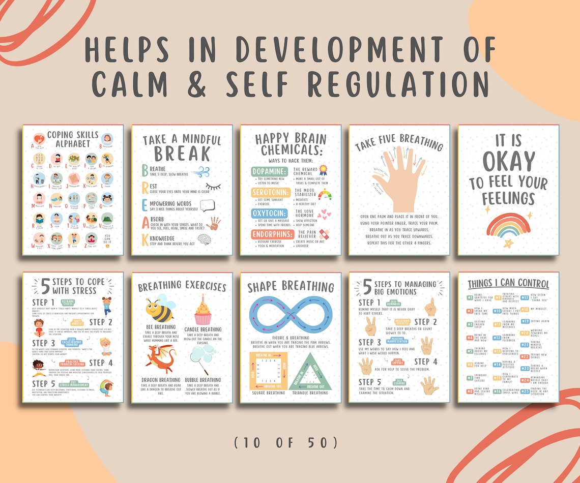 50 Calming Corner Poster Calm Down Self Regulation Social Emotional ...