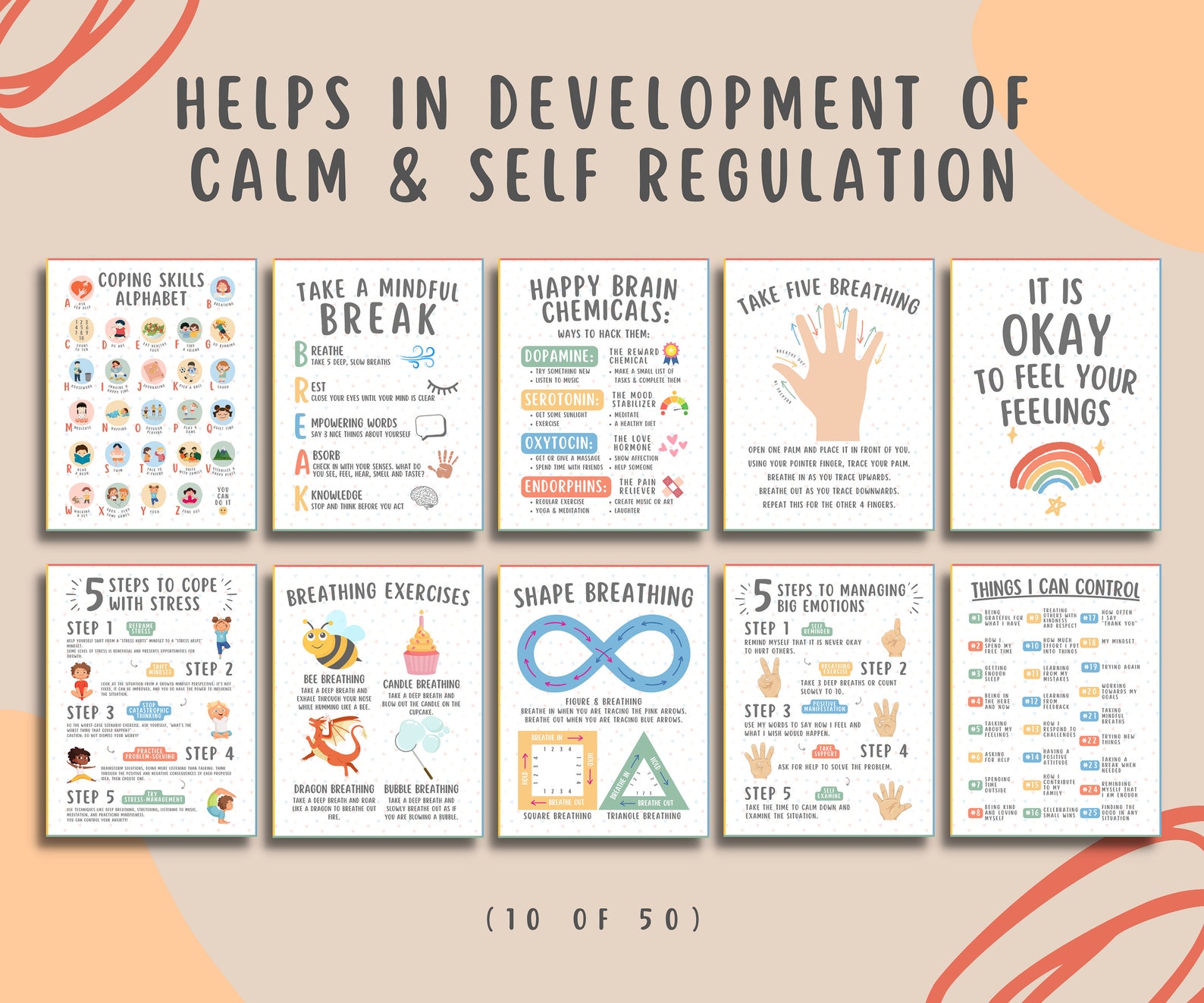 50 Calming Corner Poster Calm Down Self Regulation Social Emotional ...