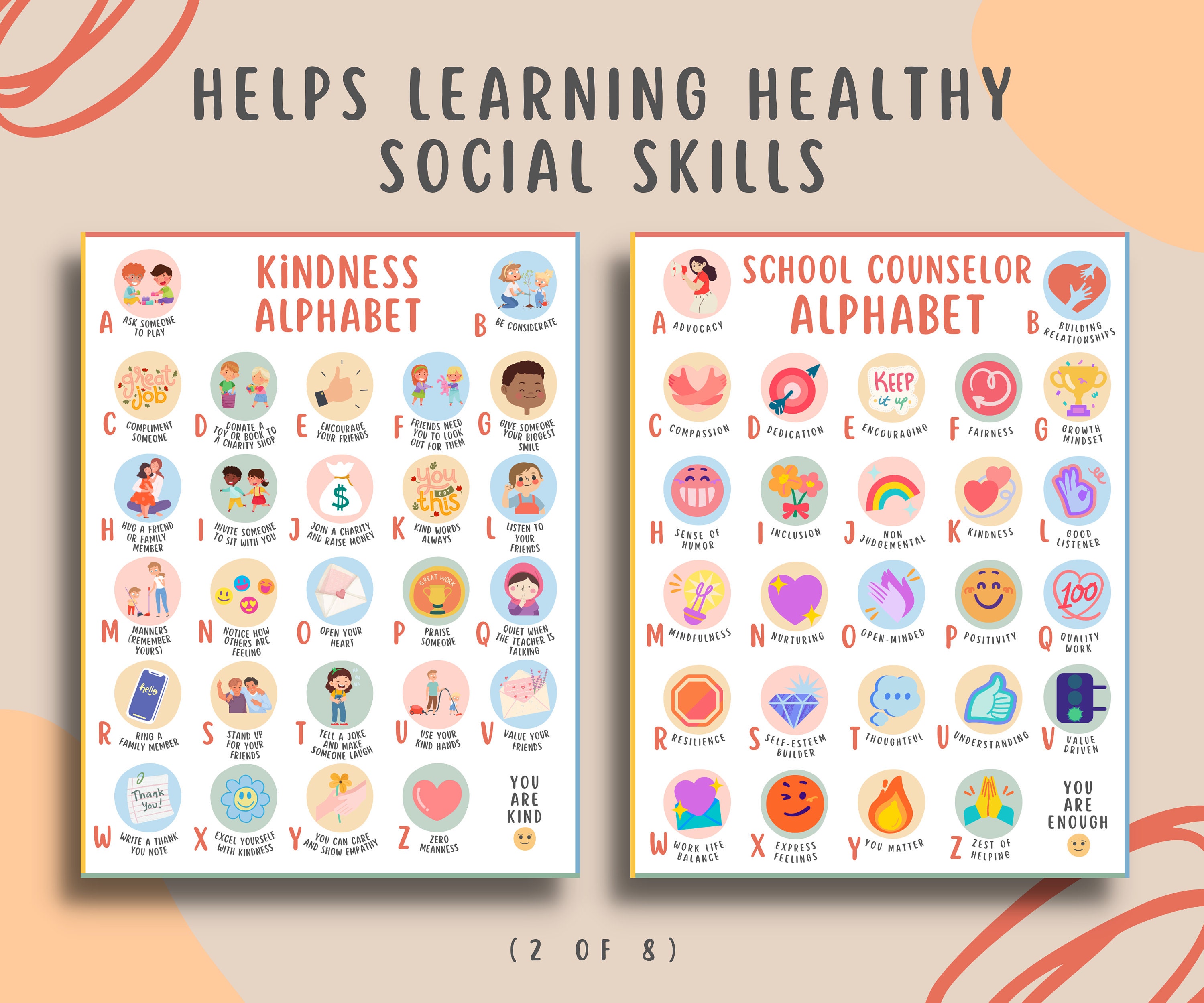 Alphabet Mental Health Coping Bundle for Kids Teens 8 Pages - Etsy