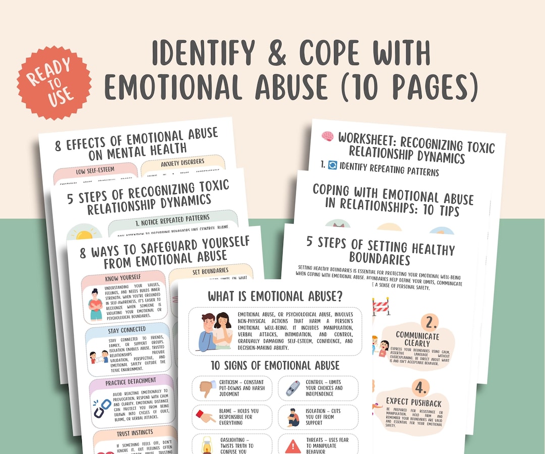 Emotional Abuse Worksheets (10 Pages) Identify Abuse, Coping Strategies ...