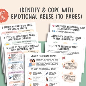 Emotional Abuse Worksheets (10 Pages) Identify Abuse, Coping Strategies ...