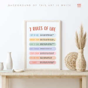 7 Rules of Life Poster, Happy Affirmations Print, Therapy Office Decor ...