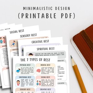 7 Types of Rest Self-care Worksheets, Mental Health Resources, Calming ...