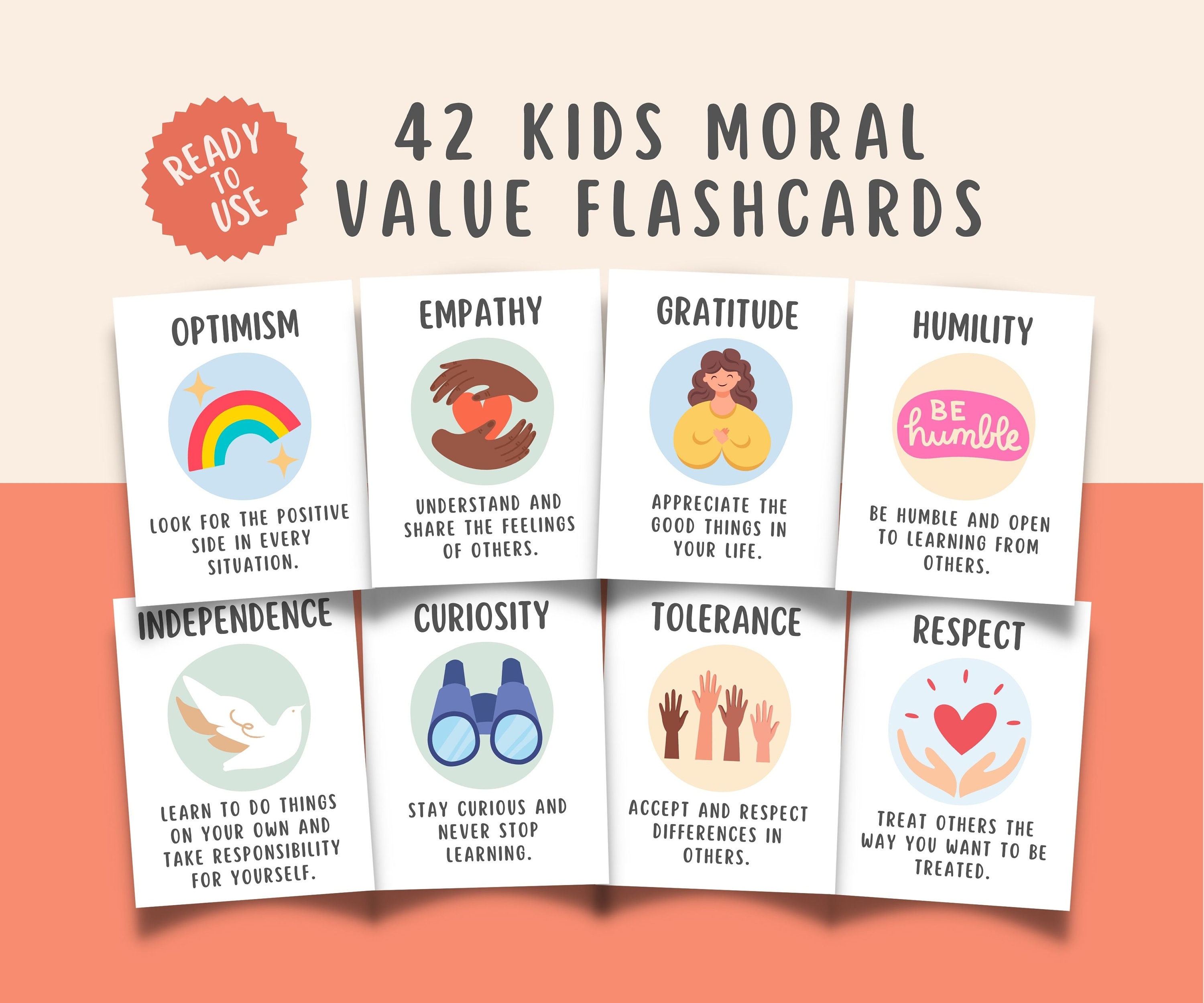 42 Value Cards for Kids, Acceptance and Commitment Therapy Resources ...