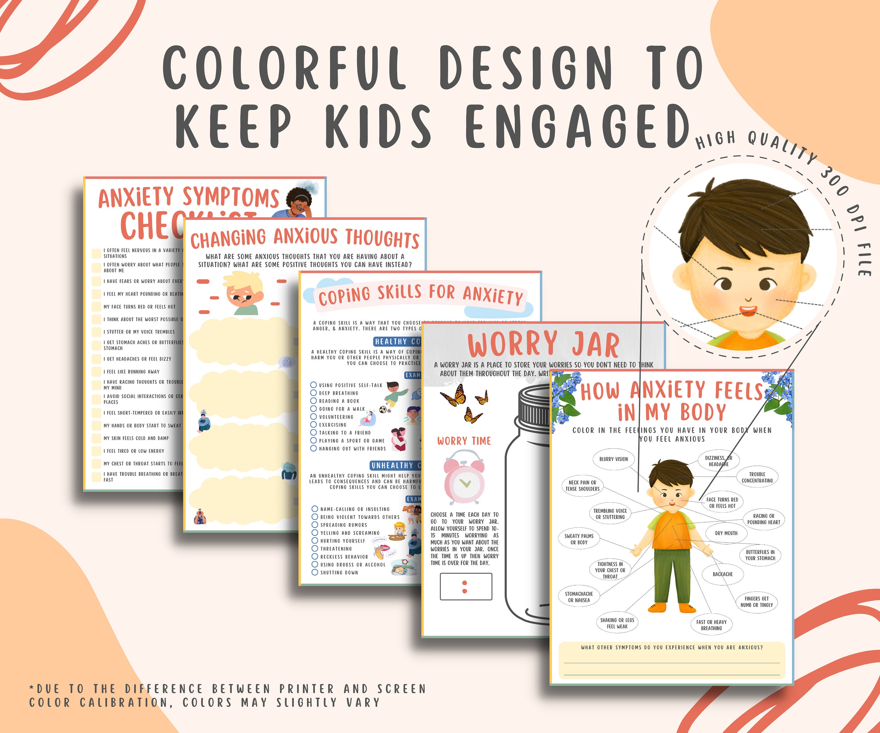 25 Anxiety Worksheets Bundle for Kids & Teens, Mental Health Counseling ...