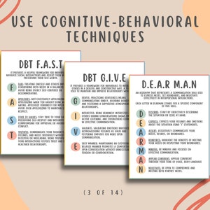 14 DBT Coping Skill Posters, Dialectical Behavior Therapy Cards ...
