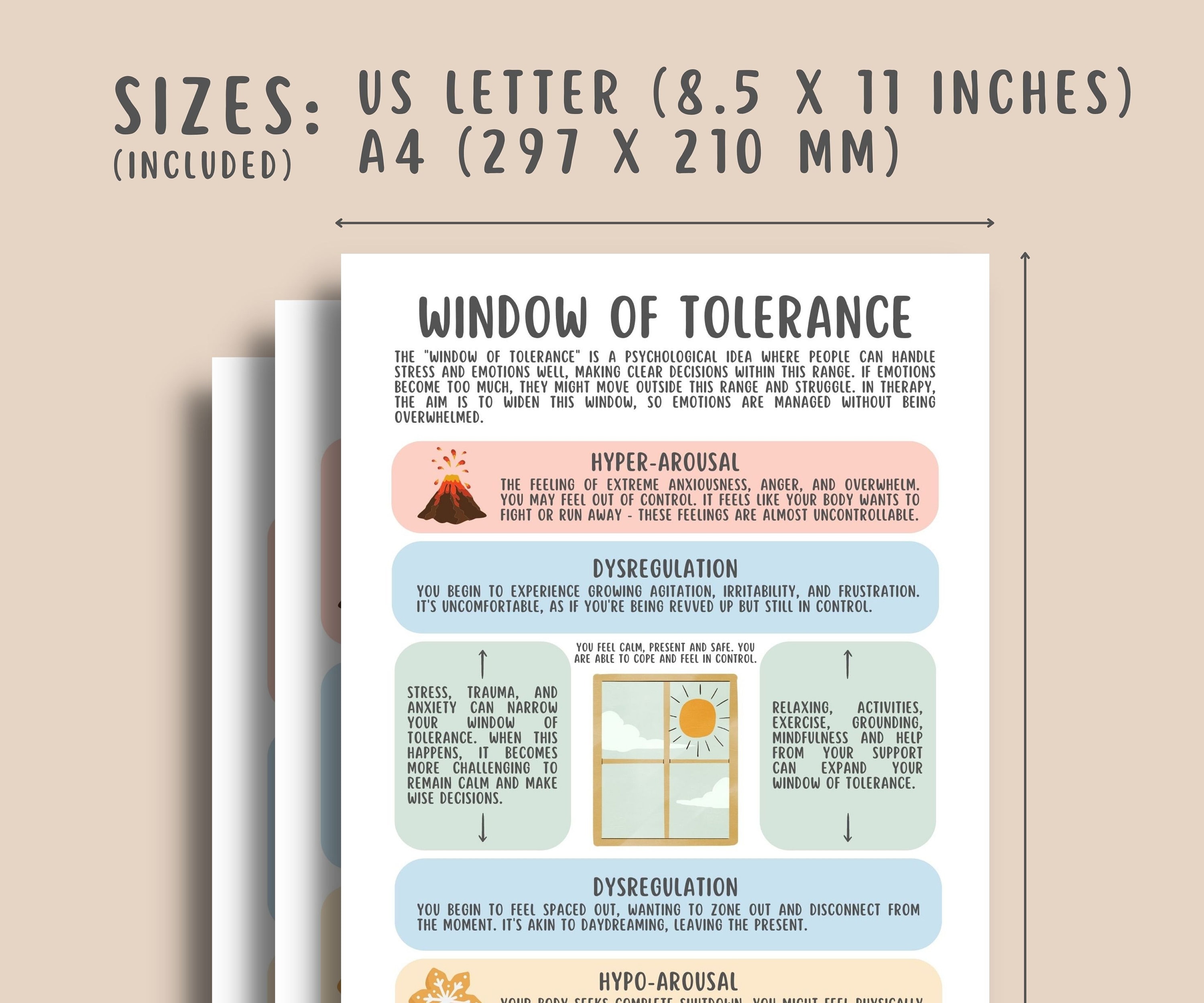 4 DBT Window of Tolerance Worksheets Dialectical Behavior - Etsy