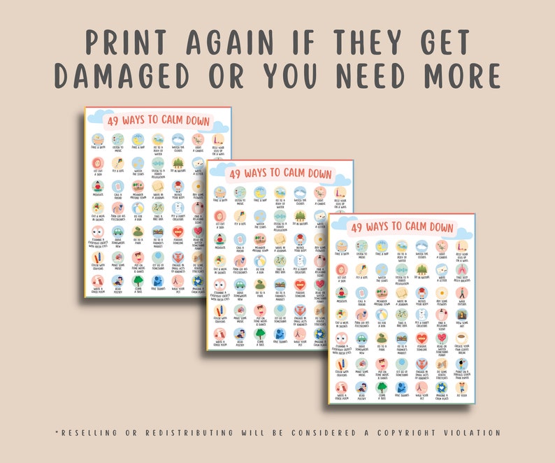 49 Calming Techniques Poster for Kids Teens, Grounding Strategies ...
