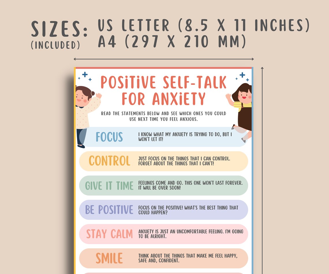 Positive Self-talk Handout for Teens & Kids Anxiety Coping - Etsy