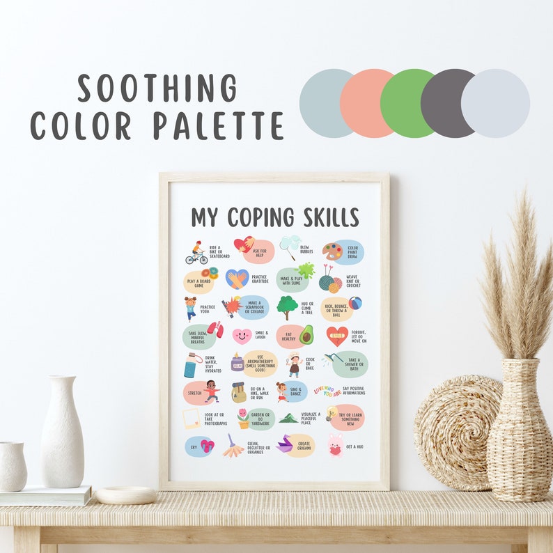 32 Coping Skills Poster for Teens & Kids, Grounding Strategies for ...