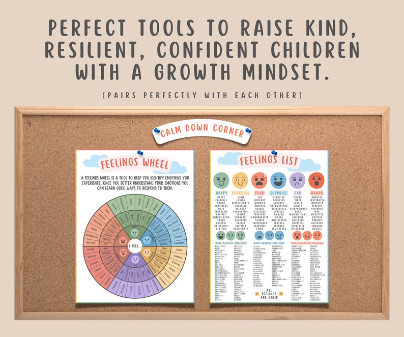 Feelings Wheel + Feelings List Handout for Teens Kids (2 Pages ...