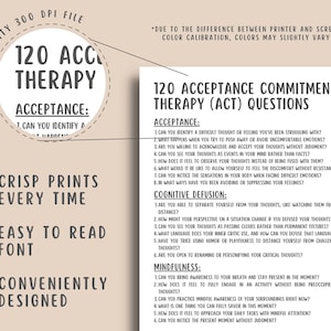 Acceptance and Commitment Therapy, 120 ACT Questions, Counseling ...