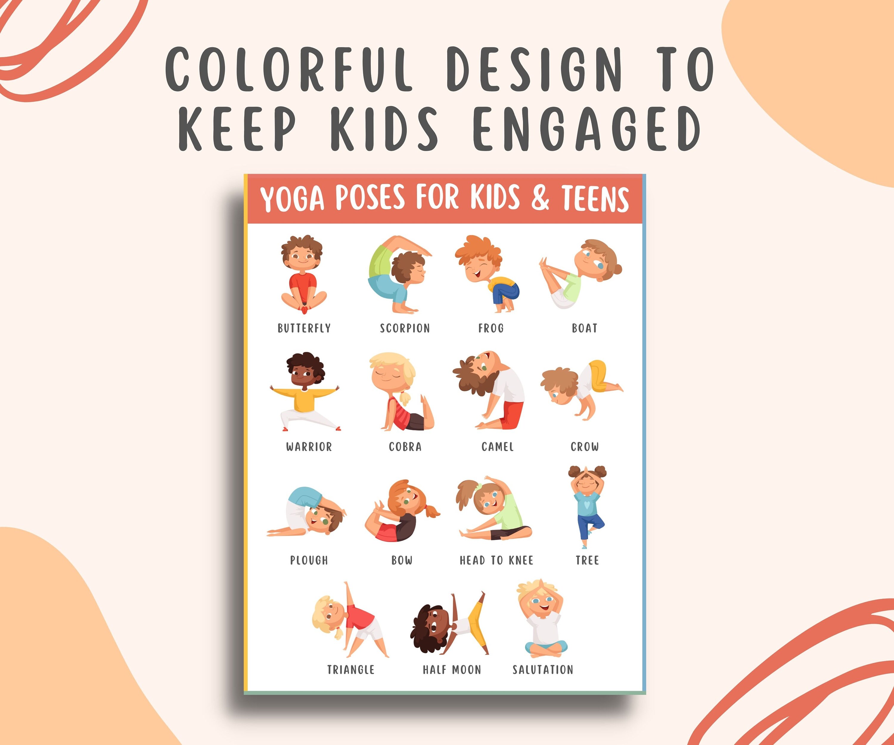 15 Yoga Poses Poster, Anxiety Coping Calming Corner Tools Calm Down ...