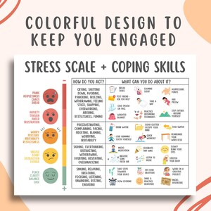 Stress Scale + Coping Skills Handout, Anxiety Relief Worksheet, Therapy ...