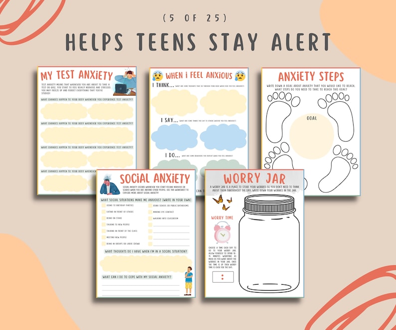25 Anxiety Worksheets Bundle for Kids & Teens Mental Health - Etsy