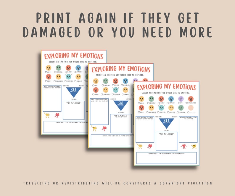 Feelings/emotions Check in CBT Worksheet for Teens & Kids - Etsy