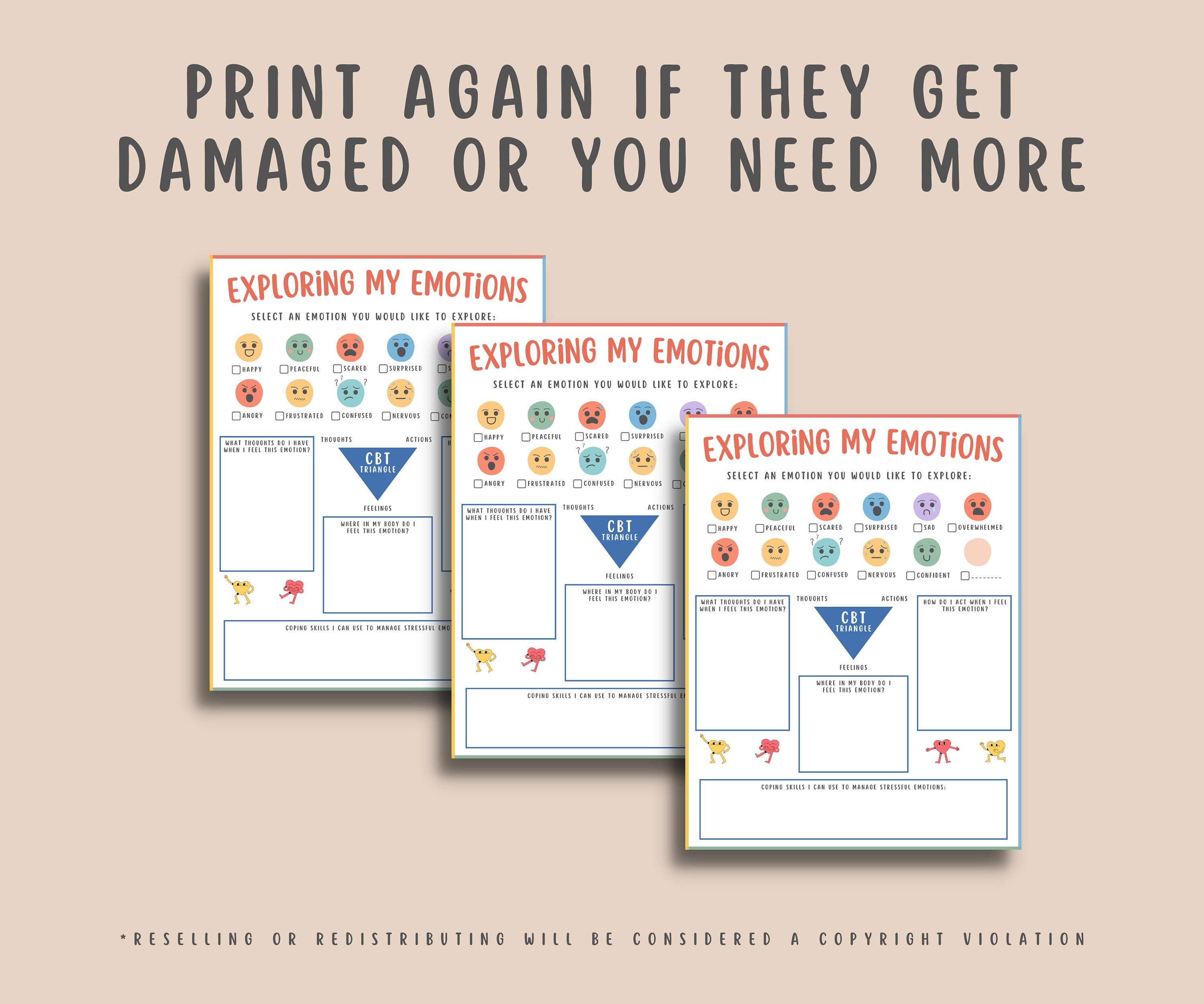 Feelings/emotions Check in CBT Worksheet for Teens & Kids - Etsy