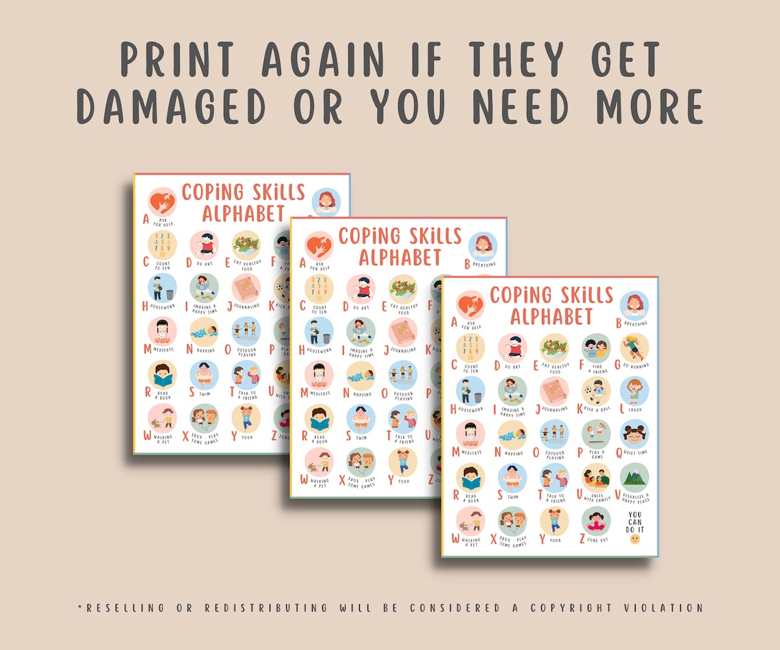 Alphabet Coping Skills for Kids Teens, Grounding Techniques, Social ...