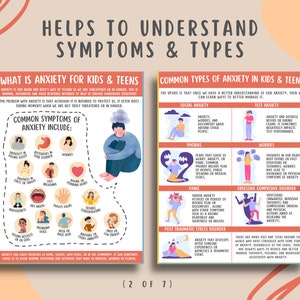 Anxiety Coping Skills Bundle for Kids Teens (7 Pages), Mental Health ...