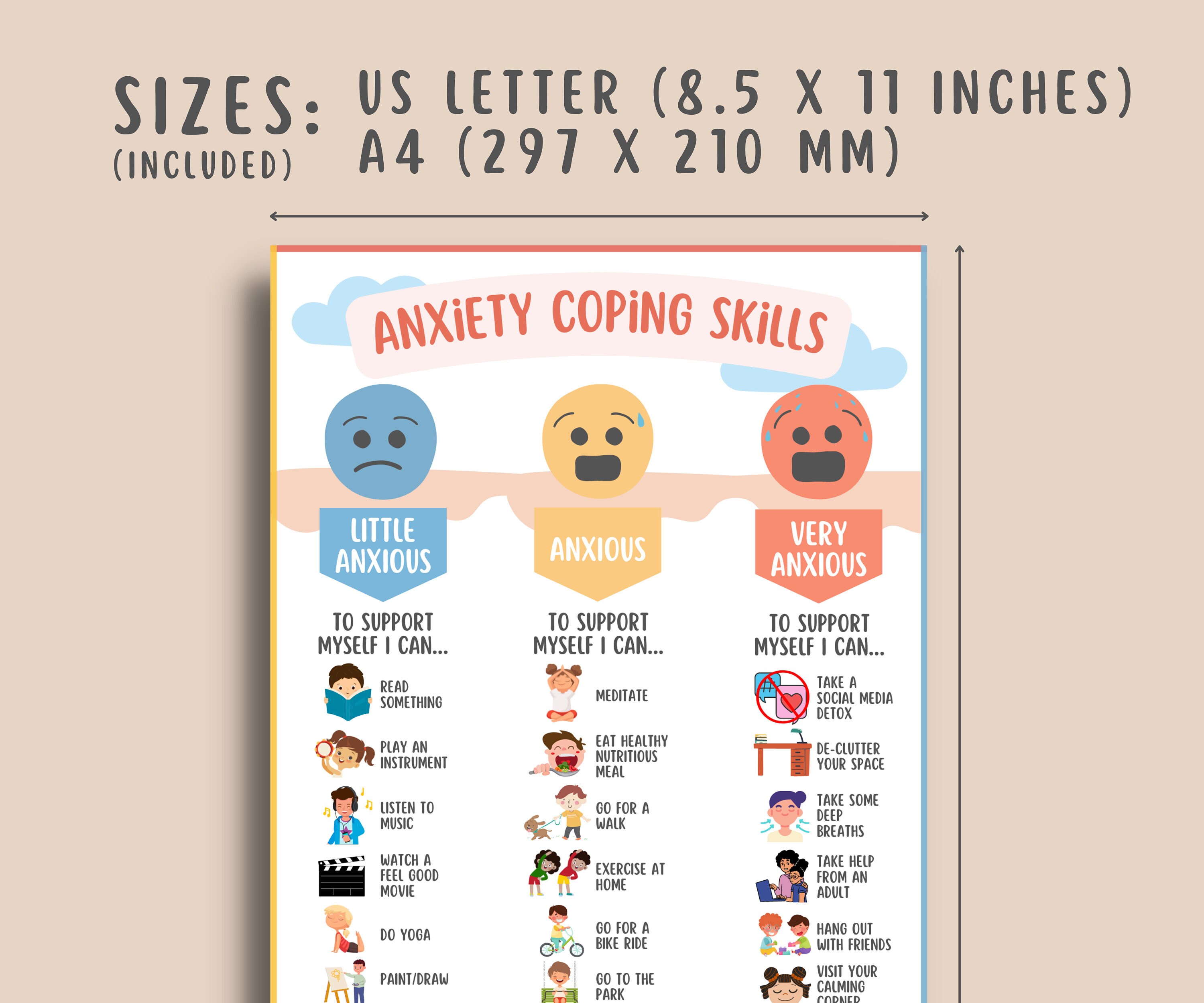 21 Anxiety Coping Skills Handout for Teens Kids Grounding - Etsy