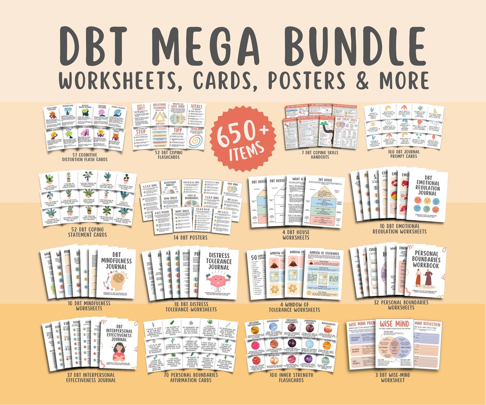 DBT Mega Bundle, (650+ Items) DBT Coping Skills Posters Flashcards ...