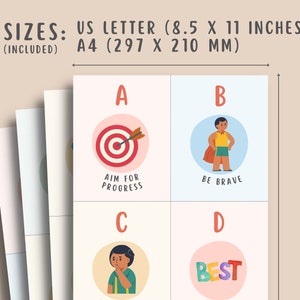 26 Growth Mindset Alphabet Flashcards for Kids Teens, Coping Strategies ...