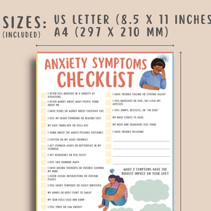 Anxiety Symptoms Checklist Worksheet for Kids Teens Children - Etsy