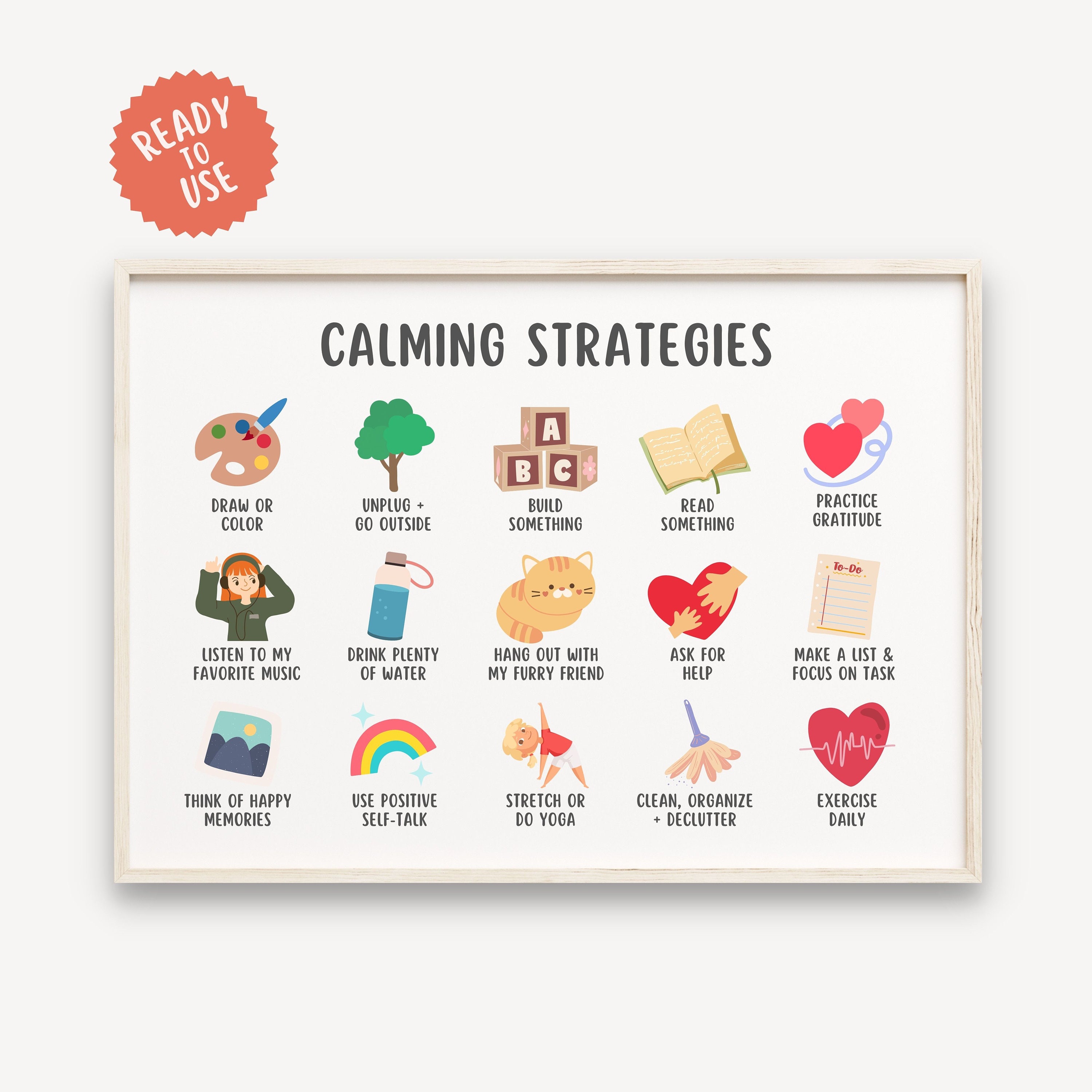 15 Calming Strategies Poster, Grounding Techniques, Calming Corner ...