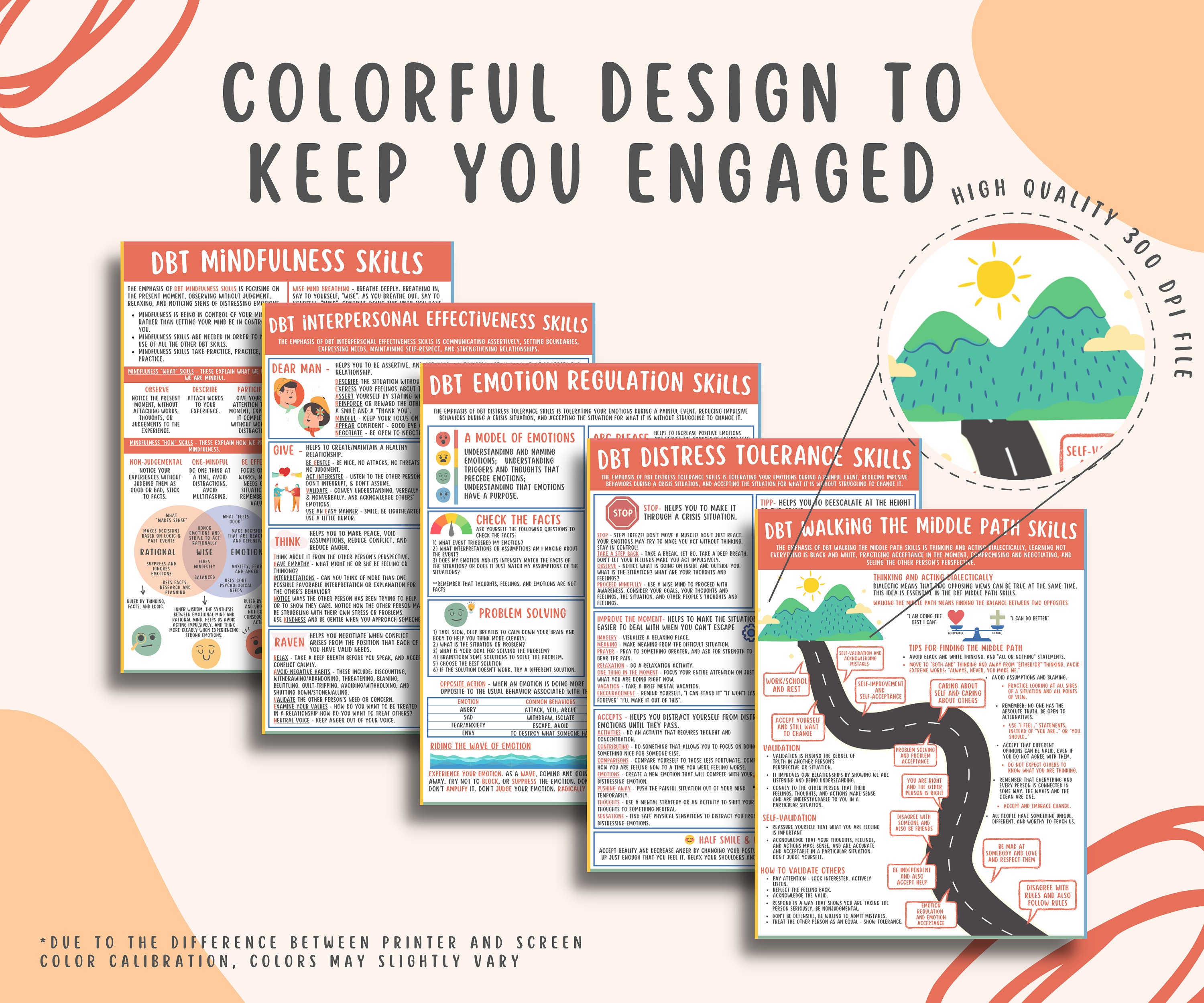 DBT Coping Skills Bundle Teens Adults, Dialectical Behavior Therapy ...